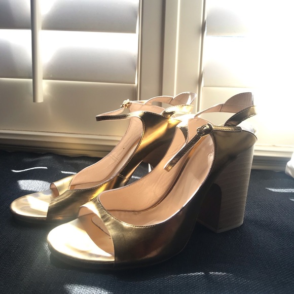 Chloe | Shoes | Chloe Vintage Gold Block Heel | Poshmark
